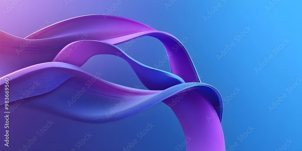 Abstract purple background with three-dimensional curved lines ...