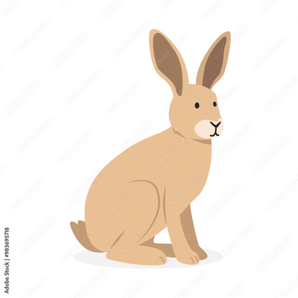Hare simple vector illustration. Cute hare cartoon clipart, animal in ...