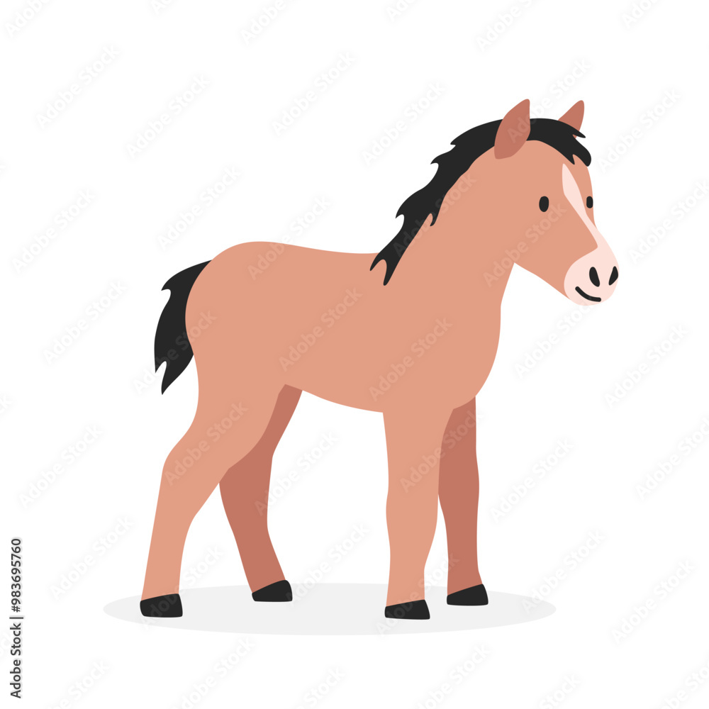 Baby horse colt vector illustration. Cute colt cartoon clipart, animal ...