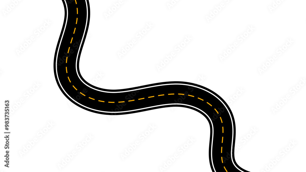 Vetor Horizontal asphalt road template. Winding road. Journey traffic ...