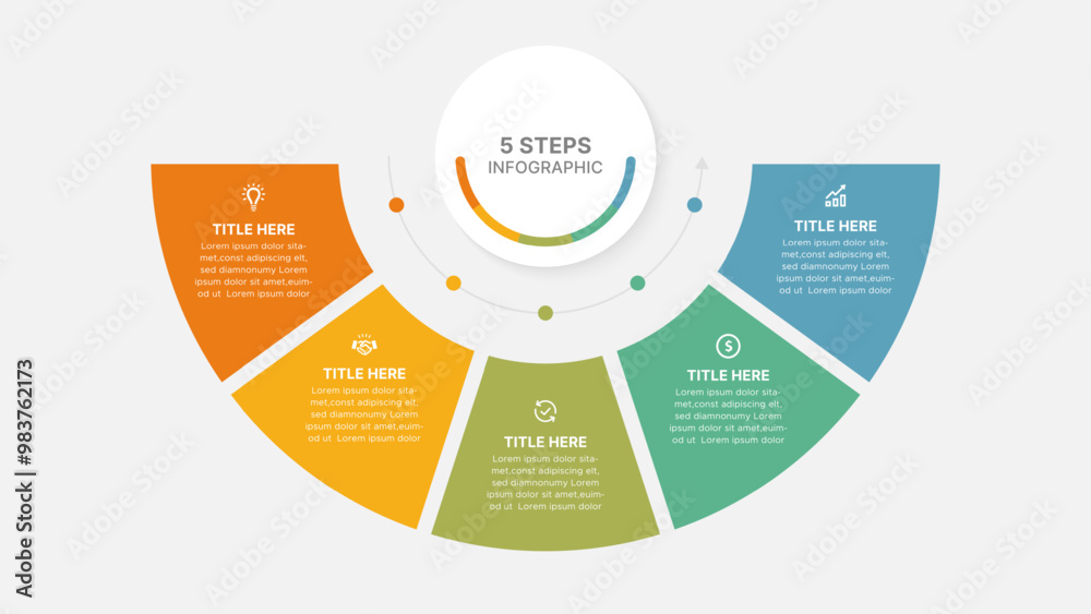 Modern Circular Cycle Infographic Design Template with 5 Data Points ...