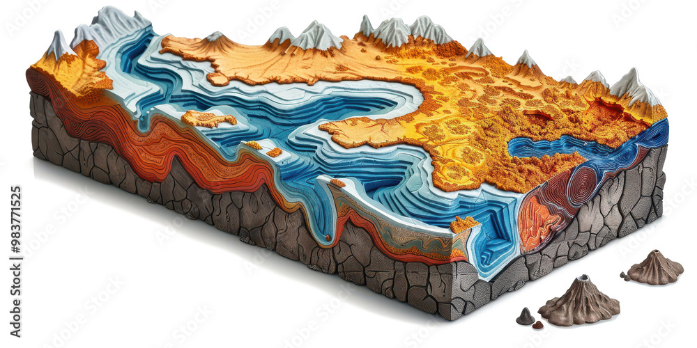 A detailed diagram illustrating Earth's mantle convection currents and ...