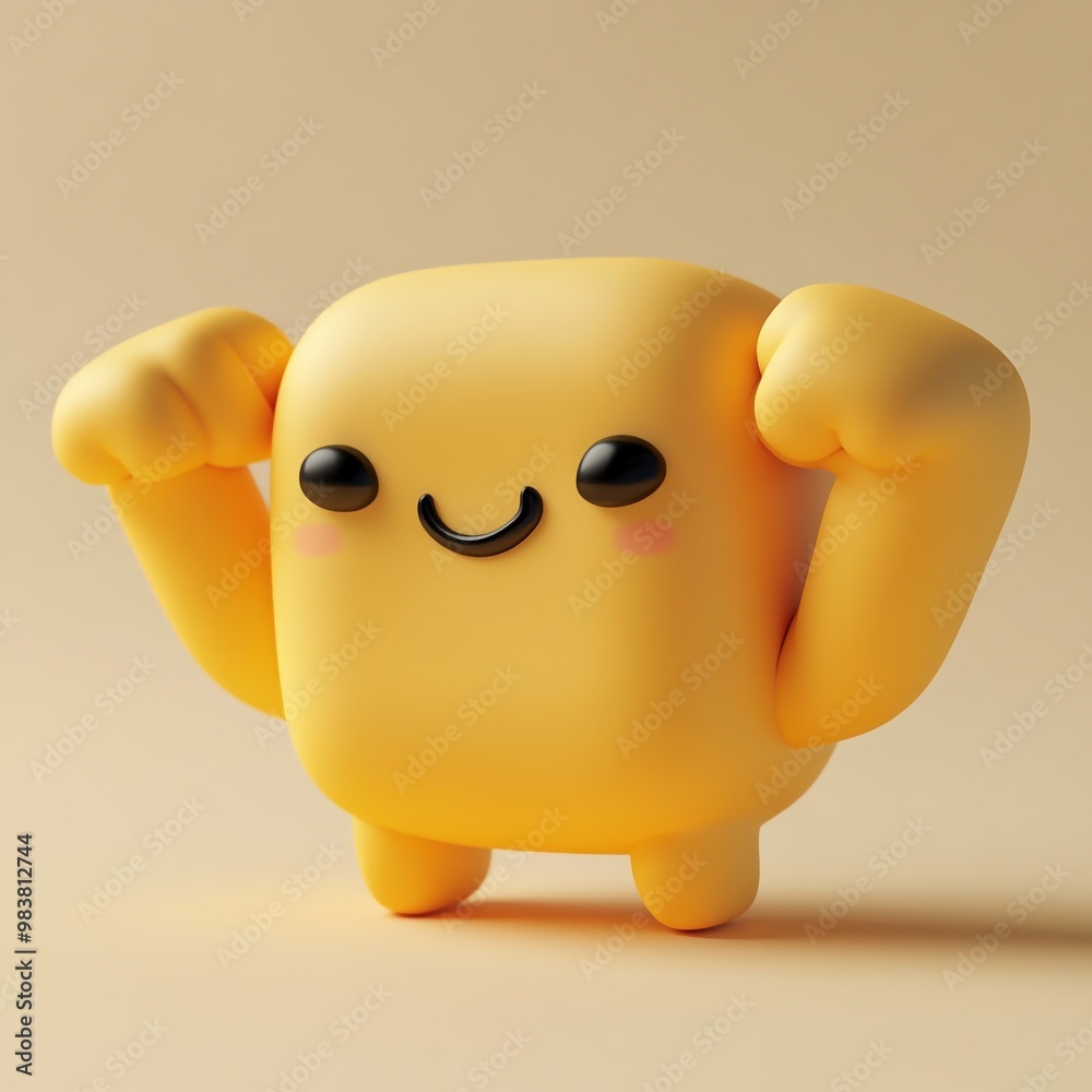 3D Emoji Icon: Flexed Biceps for Strength Illustration Logo Stock ...