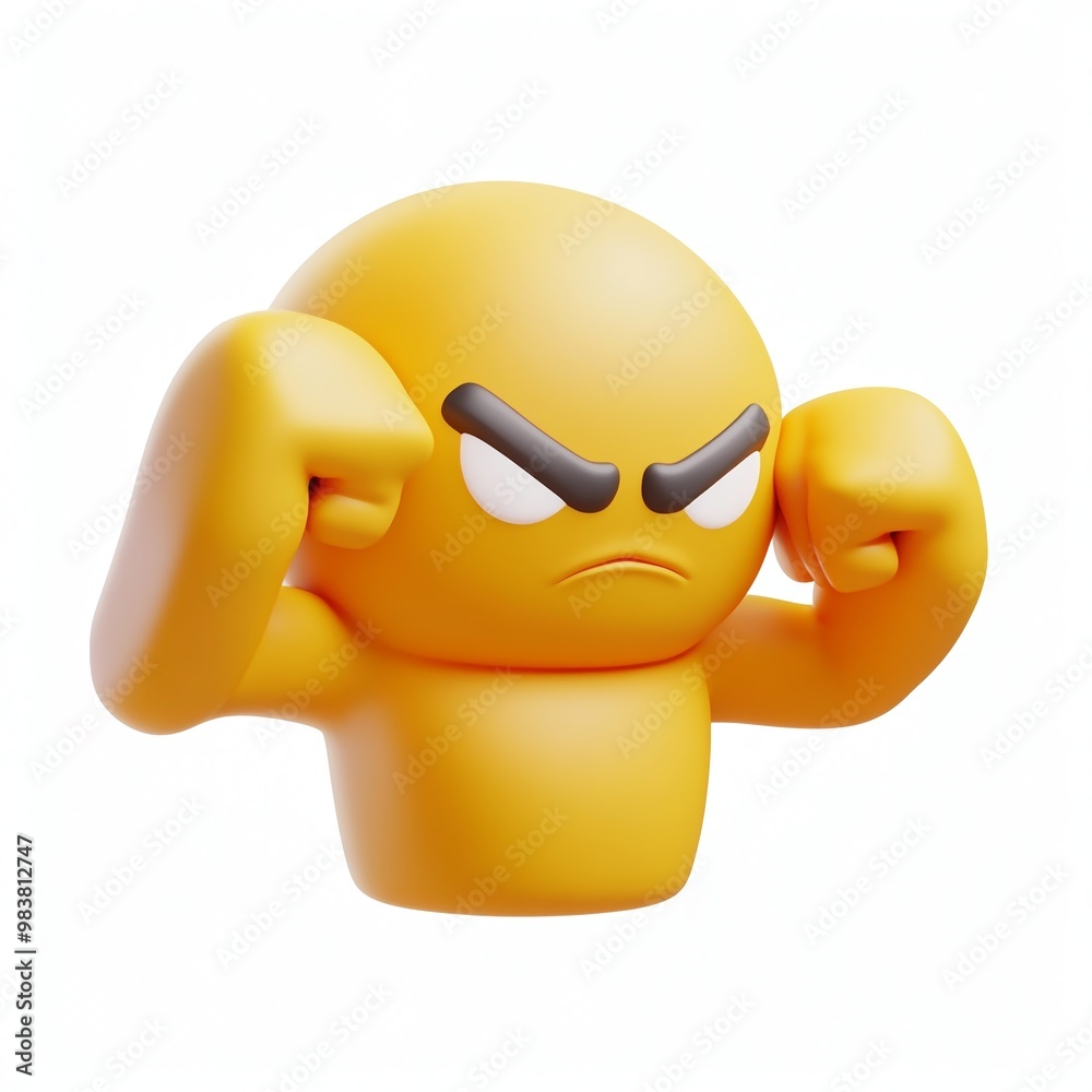 3D Emoji Icon: Flexed Biceps for Strength Illustration Logo Stock ...
