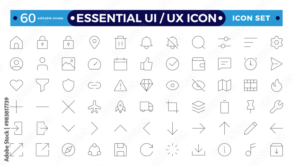 Best collection of UI/UX icon sets, user interface icon sets, Basic User Interface Essential ...