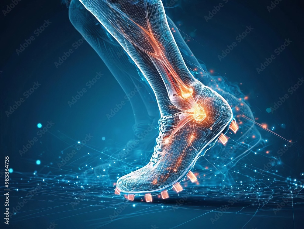 Illustration of leg muscles with highlighted strain points and pain ...