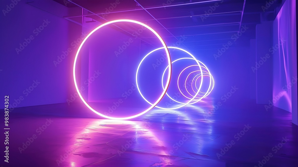Ring line effect background glow picture room circle led upright round ...