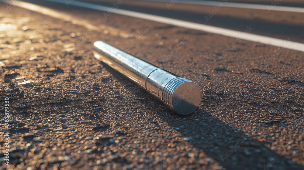 Relay race baton lying on the ground, Photorealistic image with ...