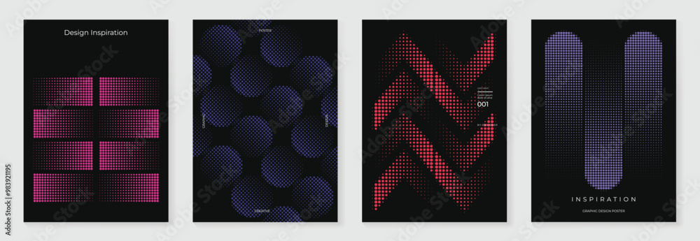 Modern gradient poster background vector set. Minimalist style cover ...
