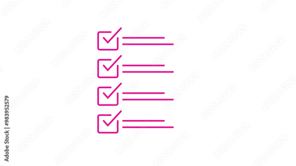 Abstract beautiful document paper and tick checkmarks magenta color 4k ...