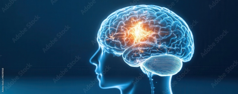 Cross-section of a brain showing the gradual progression of ischemic ...