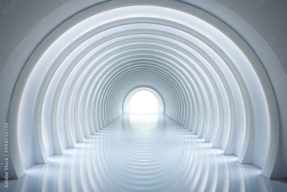 Architectural tunnel design with white abstract features Stock Photo ...
