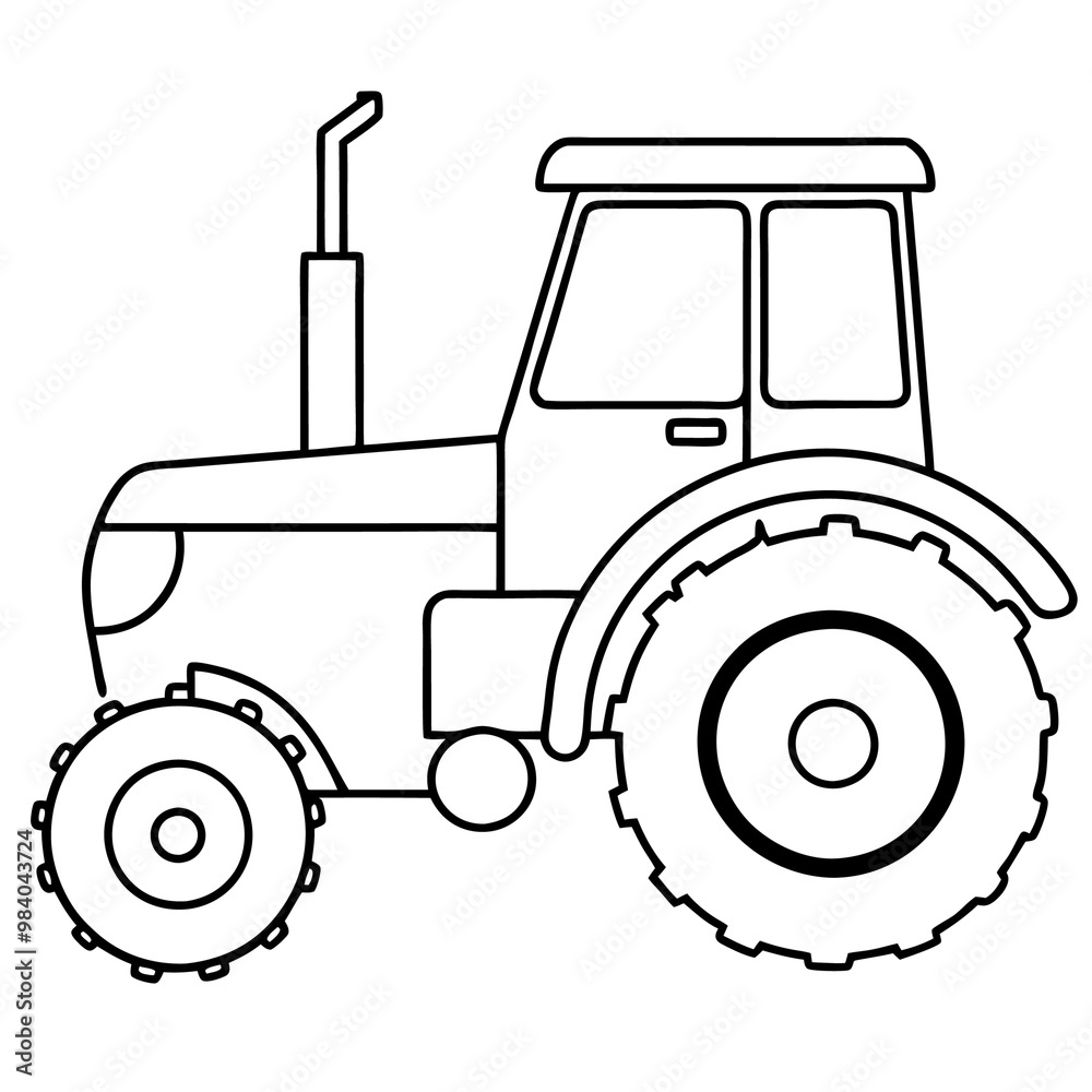 tractor outline coloring book page line art drawing Stock Vector ...
