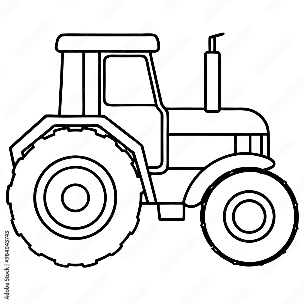 tractor outline coloring book page line art drawing Stock Vector ...