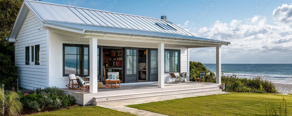 A seaside artist retreat with James Hardie siding, providing studios ...
