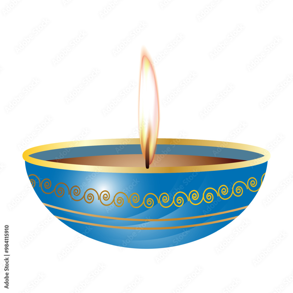 Vector illustration of beautiful diya on transparent background Stock ...