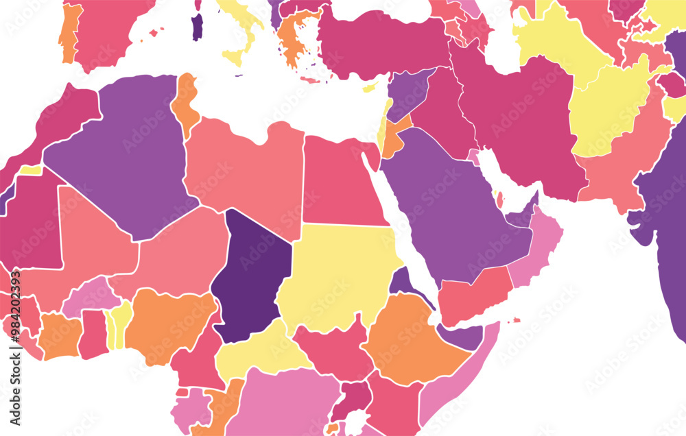 Middle east map isolated on white background. for website layouts ...