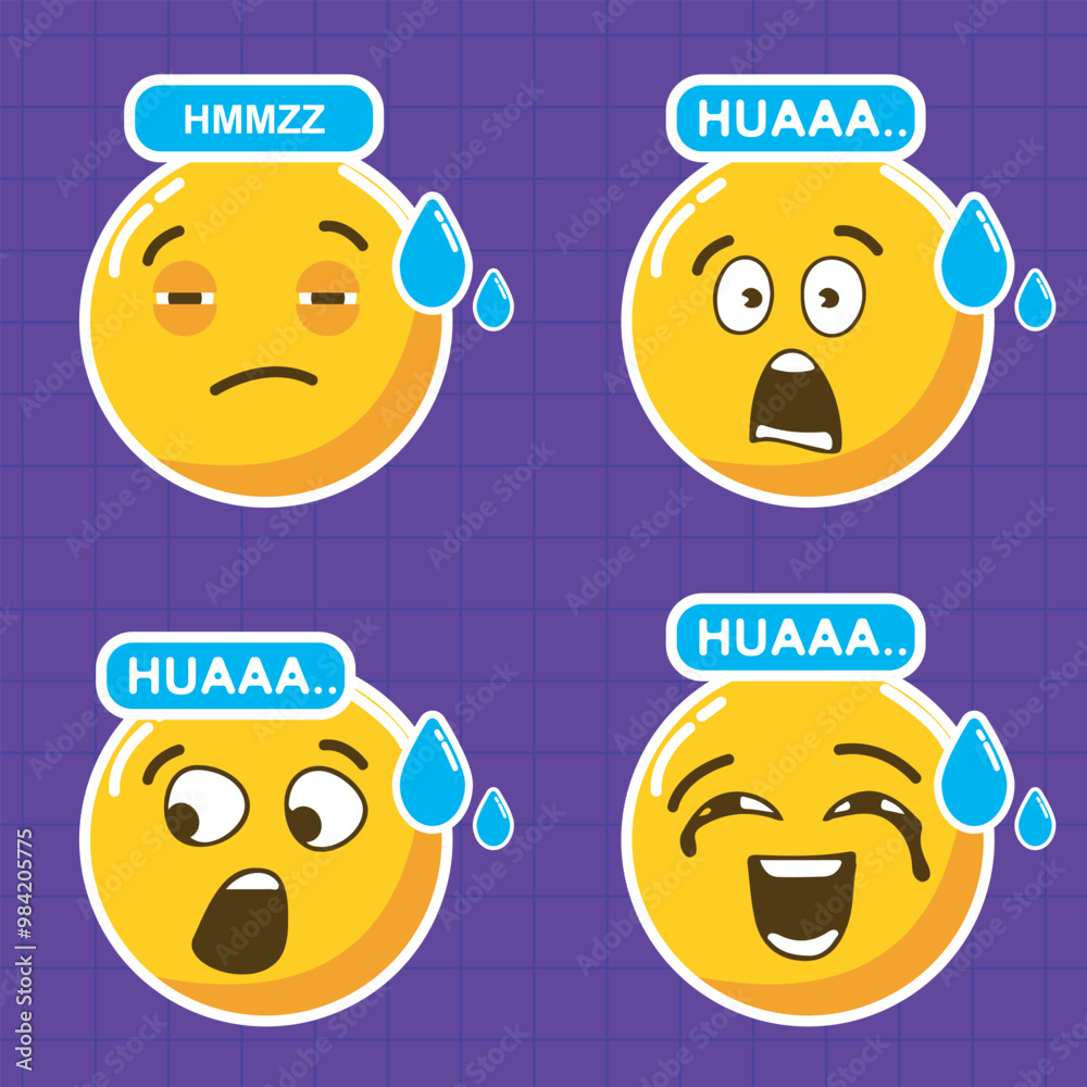 Vector illustration of collection of emoticon icons with various facial ...