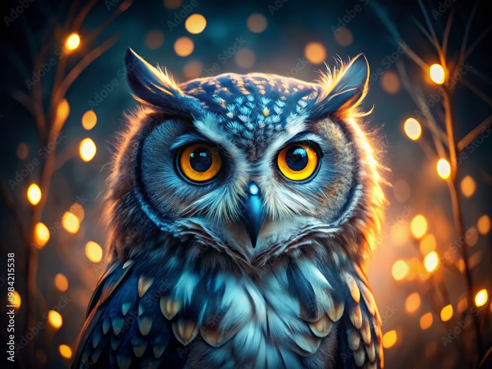 In twilight's hush, the owl's countenance shines with an otherworldly ...