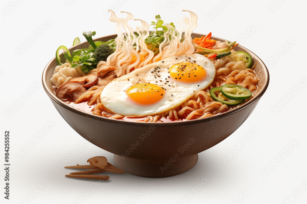Ramen on white background. Ramen themes. Asian cuisine themes. Asian ...