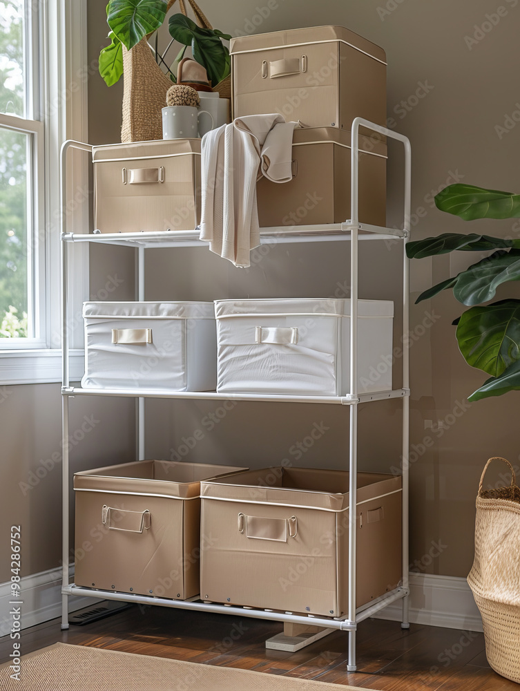Organize your space with this stylish three tiered storage unit ...