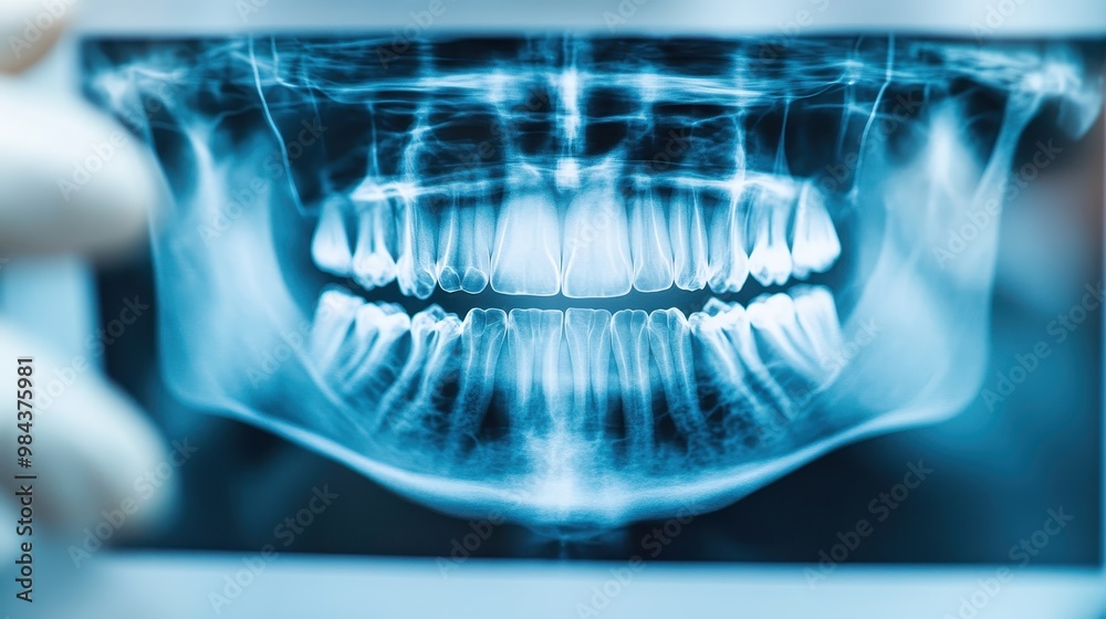 A high-resolution panoramic X-ray image displaying the detailed ...