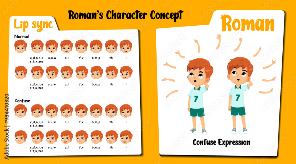 An australian confused boy cartoon character AKA Roman, little boy ...