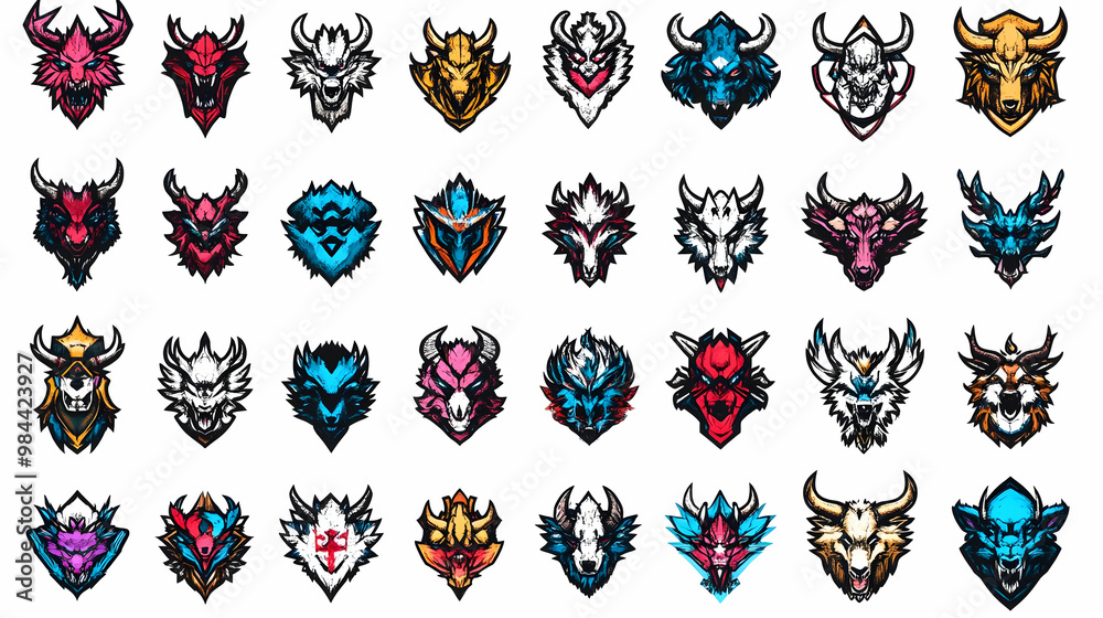 Collection of 40 Unique and Detailed Hand Drawn Animal Heads with Sharp ...