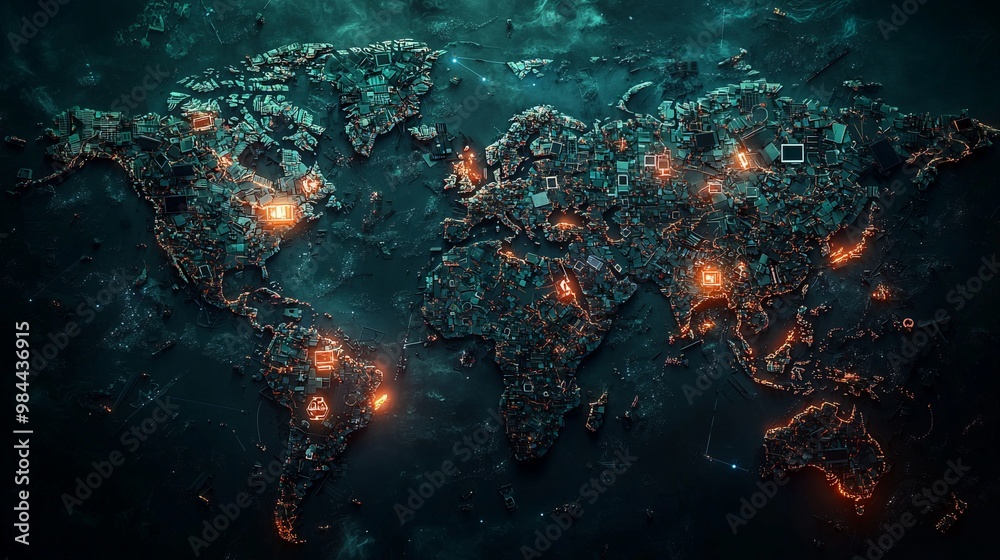 World map glowing with digital connections, depicting the stark ...