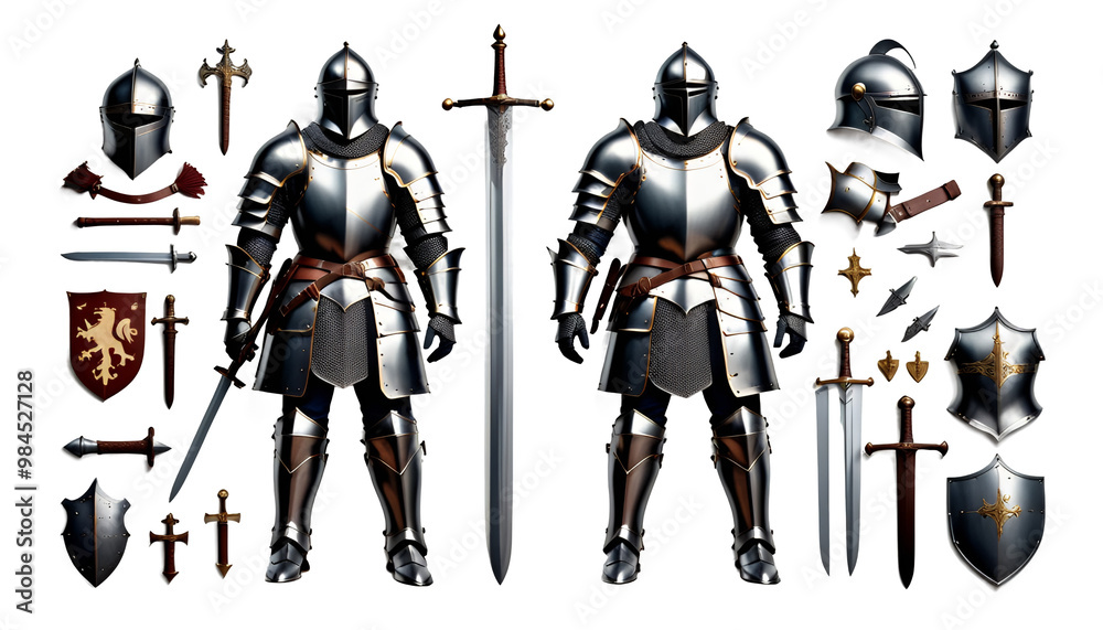 knight powerful armor medieval rendering holding 3d standing white suit ...