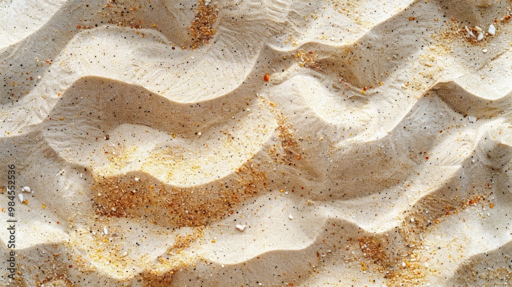 Sandy beach background top view with visible sand texture. Backdrop for ...