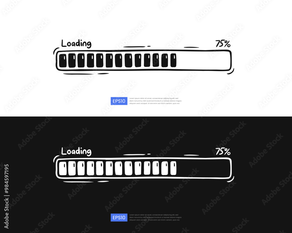 Hand drawn loading sign doodle. Simple vector icon for website, app ...