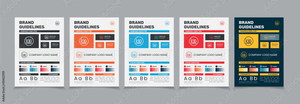 A4 Brand Guidelines Poster Layout Set, Simple style and modern Brand ...
