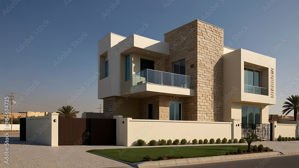 Foto de Stock modern luxury two-story house residential design in ...