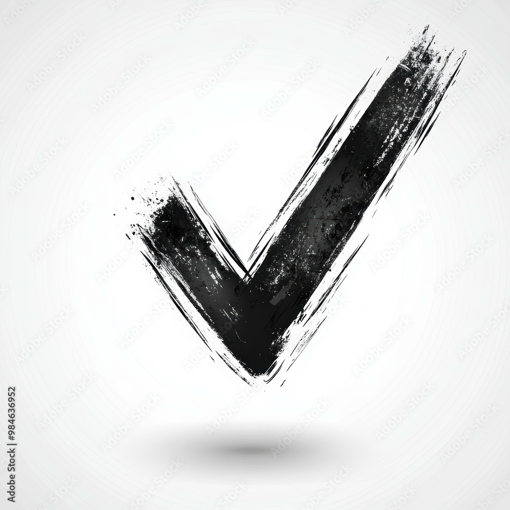 A bold, hand-drawn black check mark on a white background, ideal for ...