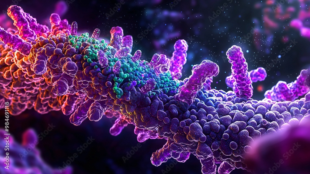 Microscopic View of a Protein Molecule Stock Illustration | Adobe Stock