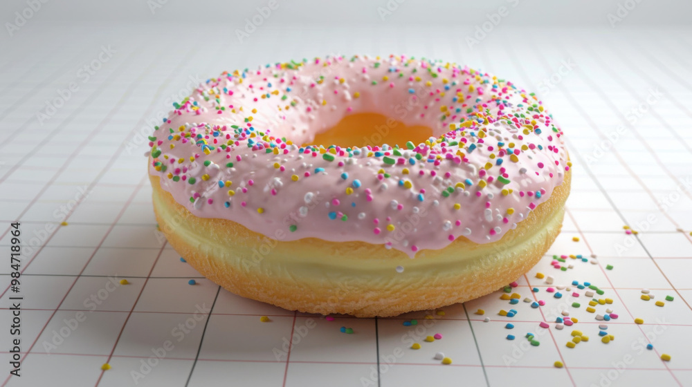 Hyper-detailed, studio-lit 3D render of a donut with pink glaze and ...