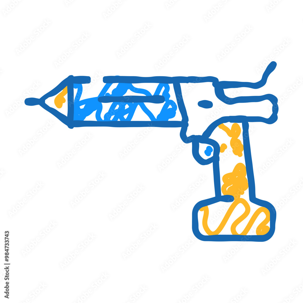 cordless sealant gun tool doodle icon sketch vector. cordless sealant ...
