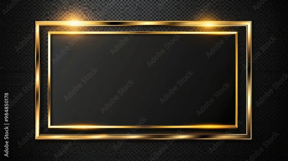 Double line rectangle golden frame. isolated on transparent background ...