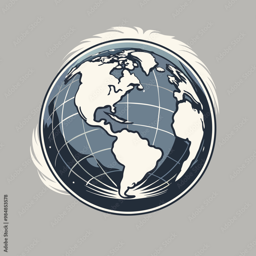 Globe Logo with Continents, Vector Illustration for Global and Earth ...