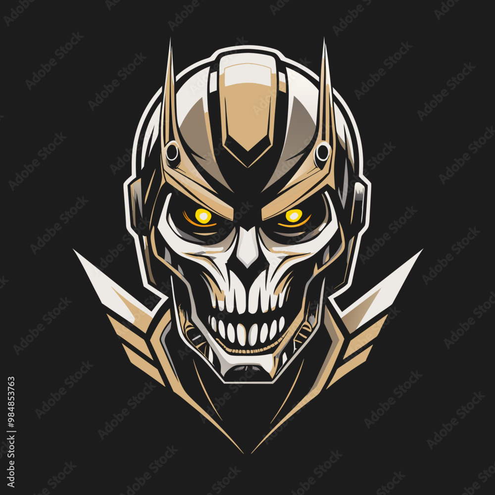 Robot Head Logo, Vector Illustration of a Futuristic Robotic Head for ...