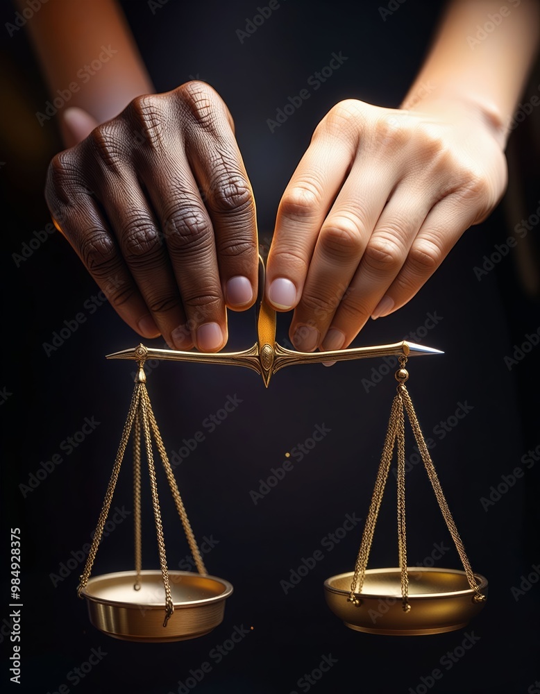 Symbol of Racial Equality: Hands Holding Justice Scale in Unity Stock ...