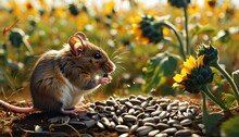 Sunflower Field Mouse Free Stock Photo - Public Domain Pictures