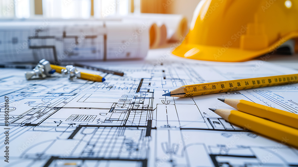 a set of architectural blueprints with detailed floor plans. Various ...