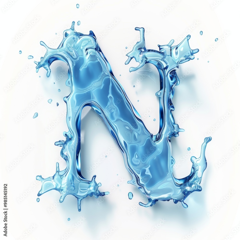 Water alphabet, realistic letters water, water font letter N Stock ...