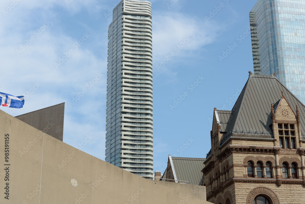 contrast of "old" (former City Hall located at 60 Queen Street West ...