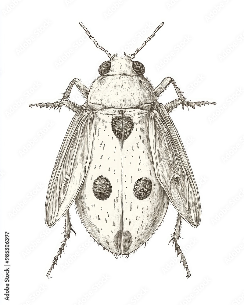 Line art illustration of Asilid fly pupa Erax bastardi species ...