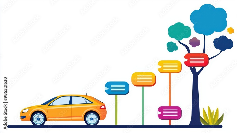 Development roadmap flat design top view project execution theme ...