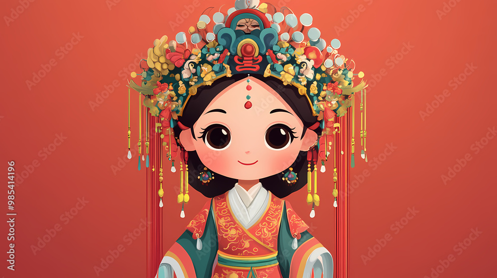 Ai generated illustration of an adorable cartoon girl dressed in a ...