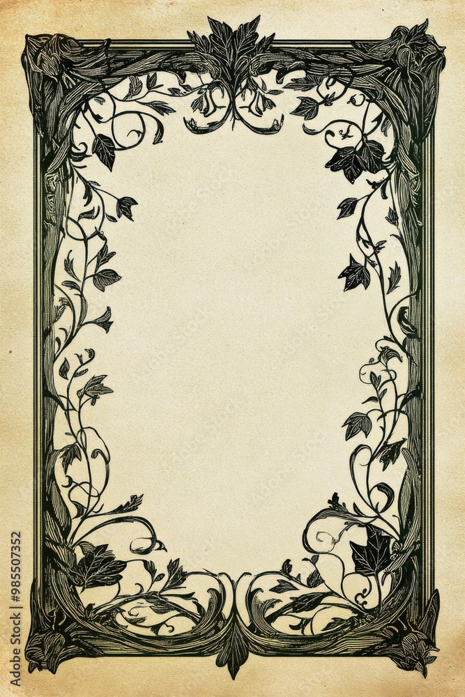 Simple medieval manuscript border, Fantasy book page layout. Stock ...